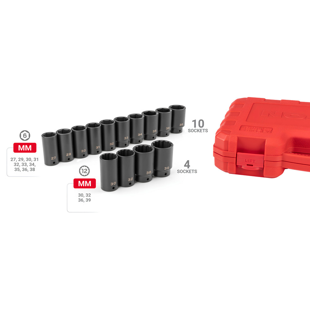 Tekton - Socket Set: Deep & Impact, 14 Pc, 1/2" Drive | MSC Direct