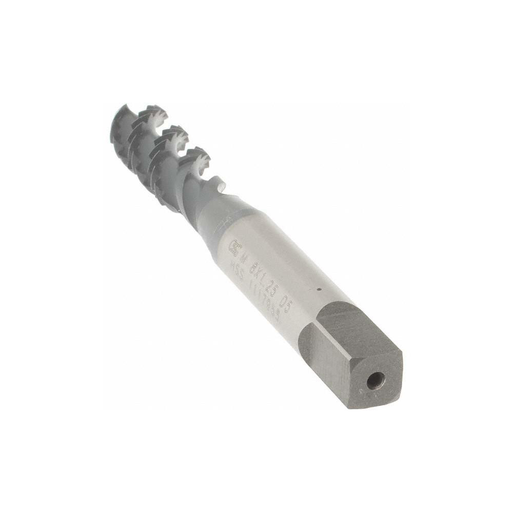 OSG - Spiral Flute Tap: M8x1.25, Metric Coarse, 3 Flute, Bottoming Chamfer, 6H Class of Fit ...