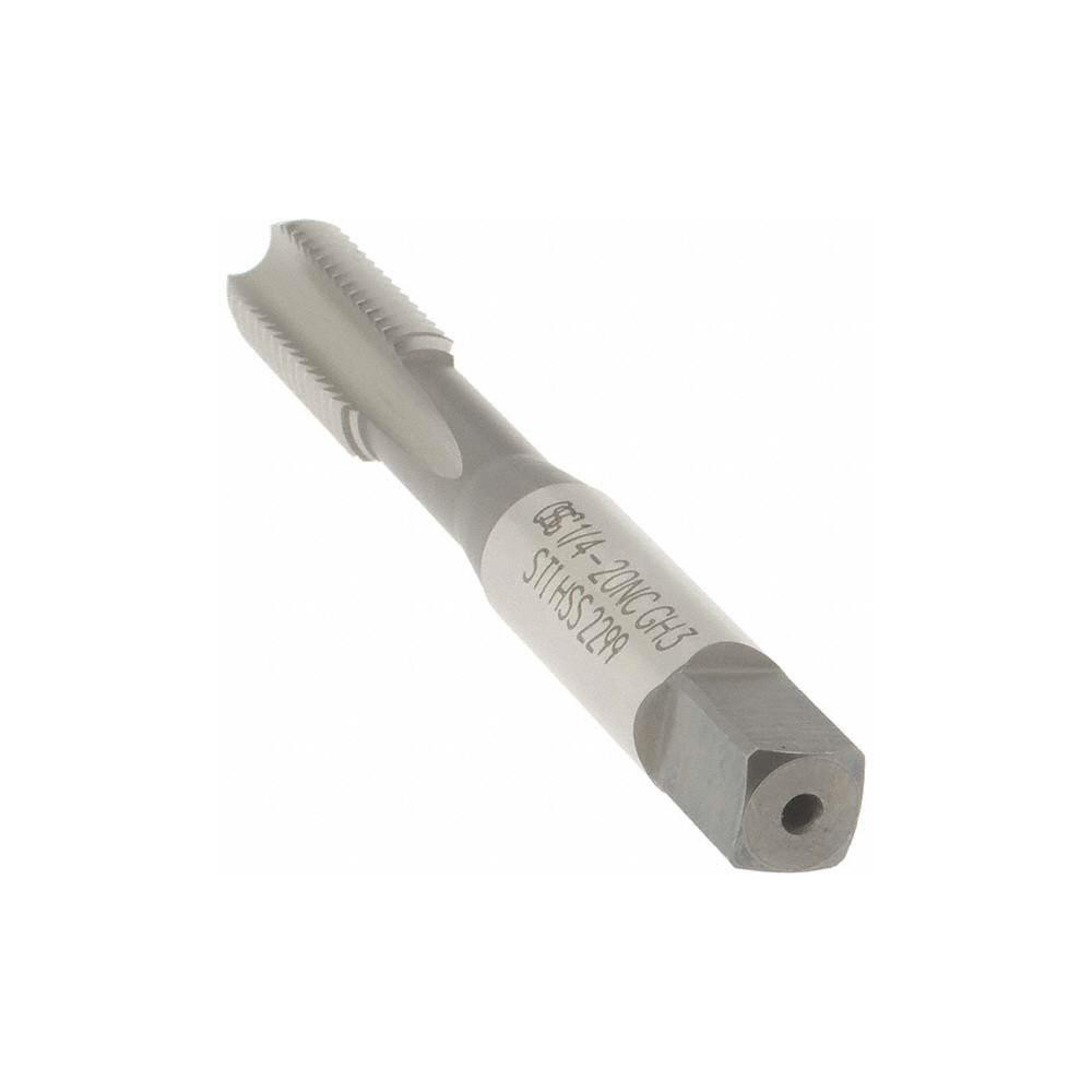 OSG - 1/4-20 UNC, H3, 3 Flute, Bottoming Chamfer, Bright Finish, High Speed Steel Hand STI Tap ...