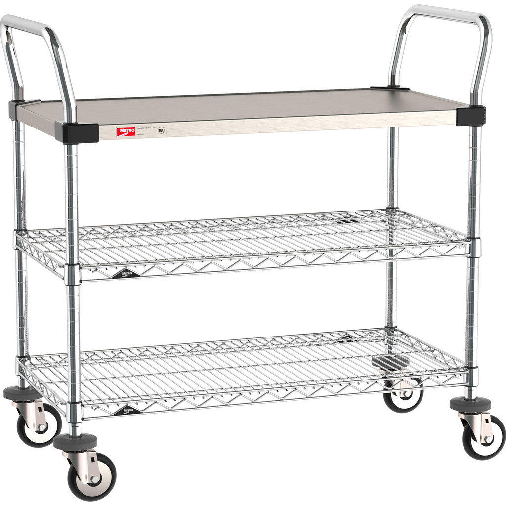 Metro - Utility Utility Cart: 36" Long, 18" Wide, 304 Stainless Steel ...