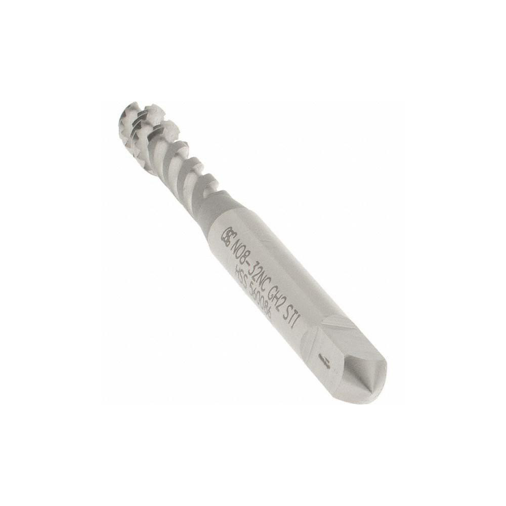 OSG - #8-32 UNC, 3 Flute, 50° Helix, Bottoming Chamfer, Bright Finish, High Speed Steel Spiral ...