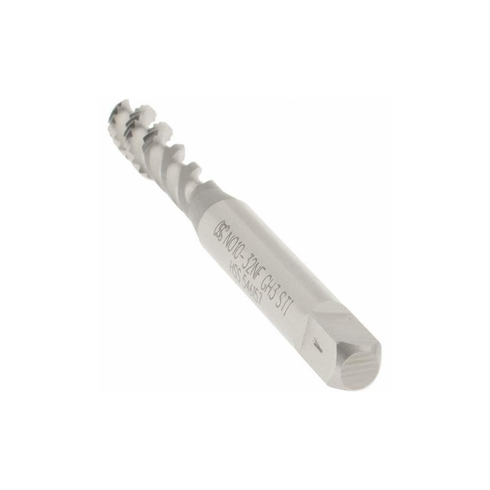 OSG - #10-32 UNF, 3 Flute, 50° Helix, Bottoming Chamfer, Bright Finish, High Speed Steel Spiral ...