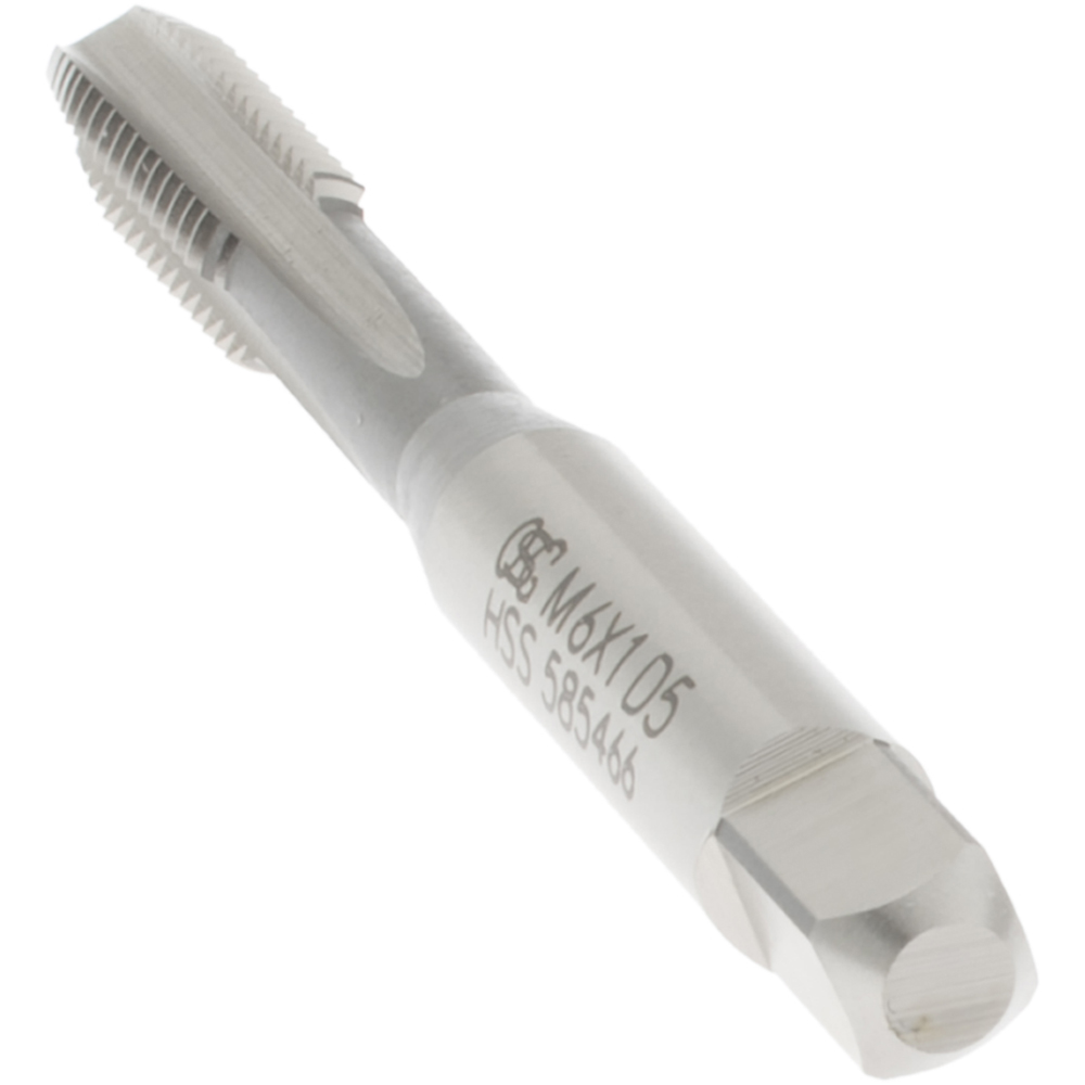 OSG - Straight Flute Tap: M6x1 Metric Coarse, 4 Flute, Plug Chamfer, 6H Class of Fit, High-Speed ...
