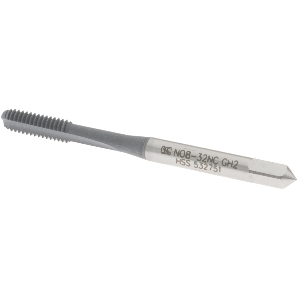 OSG - Straight Flute Tap: #8-32 UNC, 2 Flute, Bottoming Chamfer, 3B ...