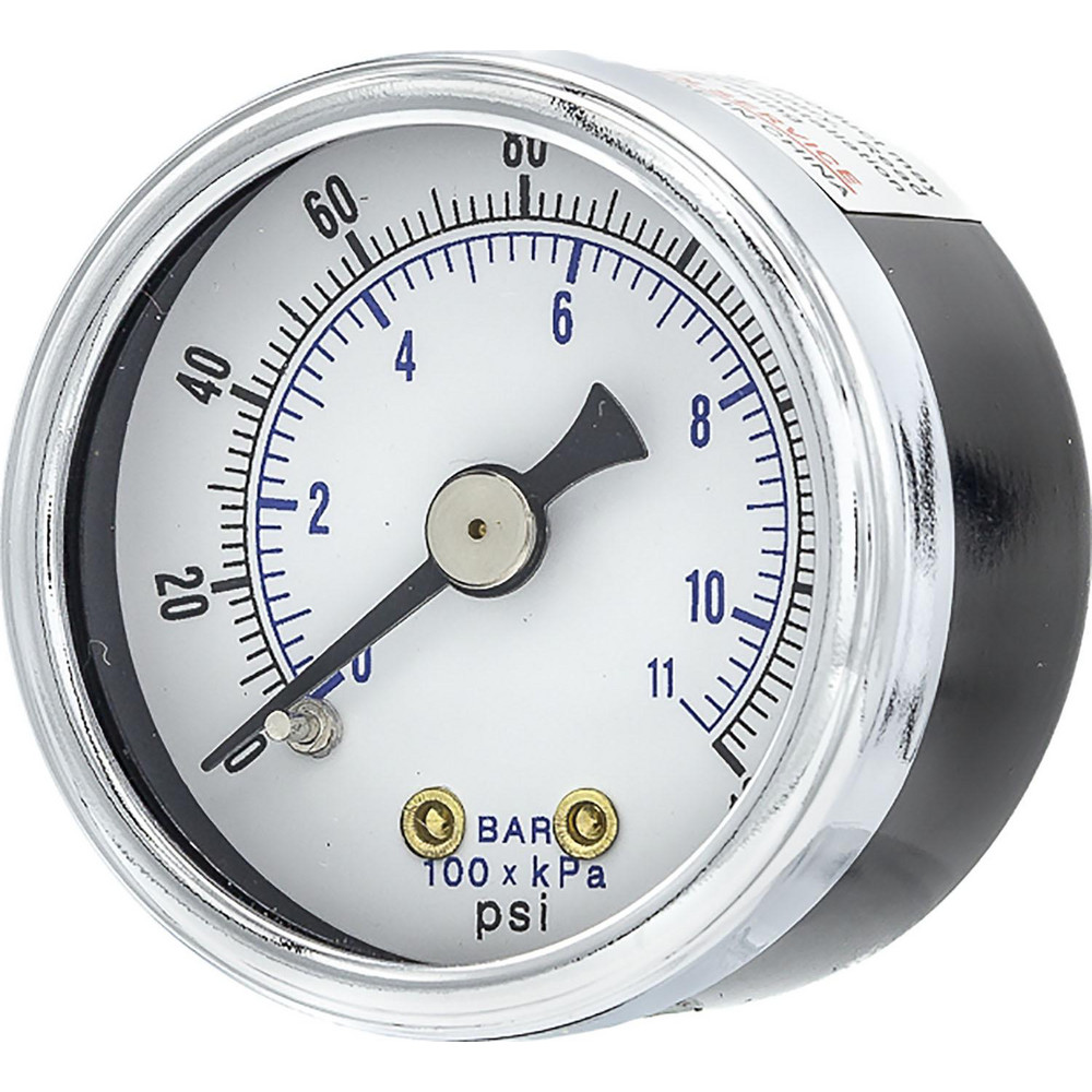 PIC Gauges - Pressure Gauge: 1-1/2" Dial Dia, 0 to 160 psi, 1/4" MNPT, Center Back Mount | MSC ...