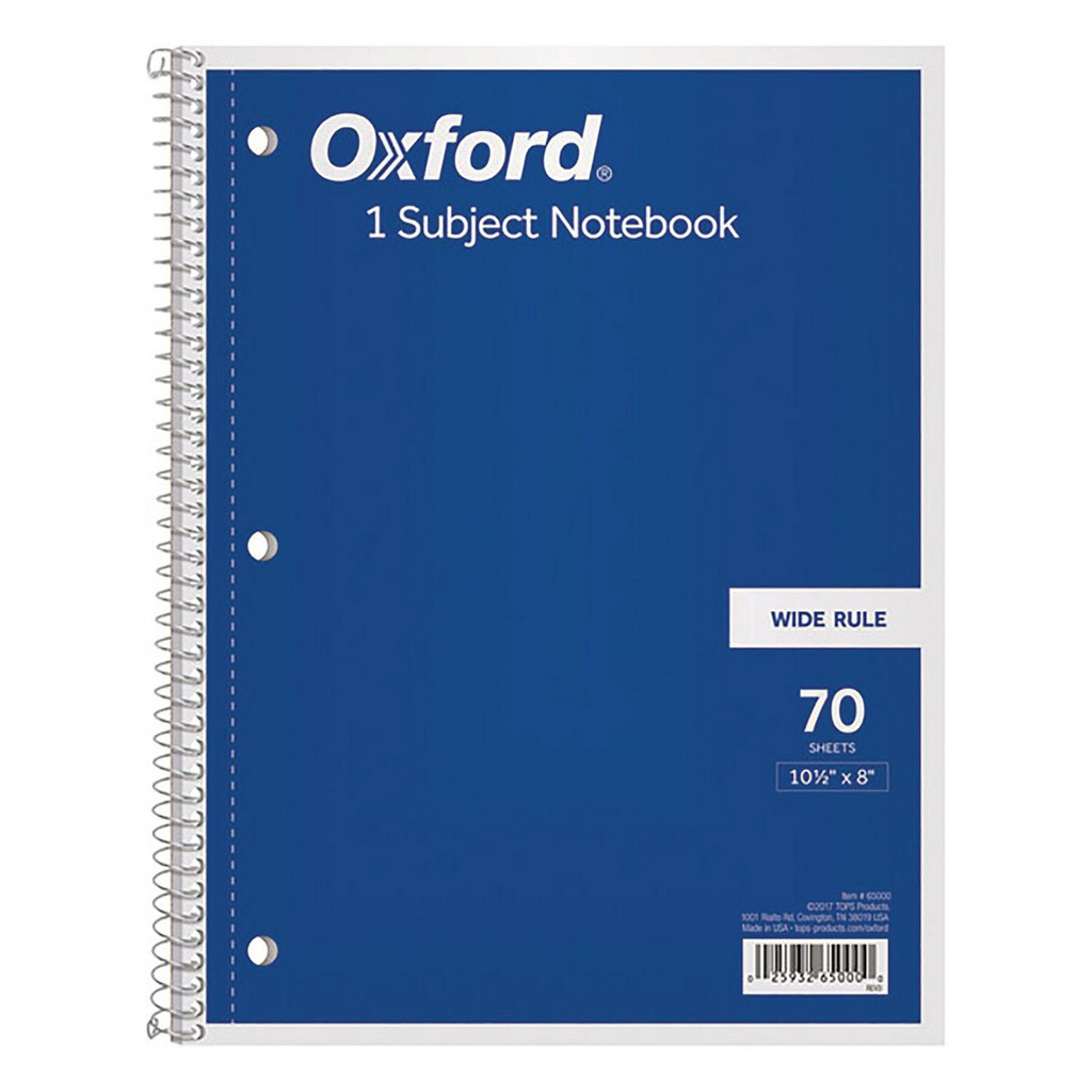 OXFORD - General Purpose Notebooks: 70 Sheets, 10.5 x 8" Sheet, Wide ...