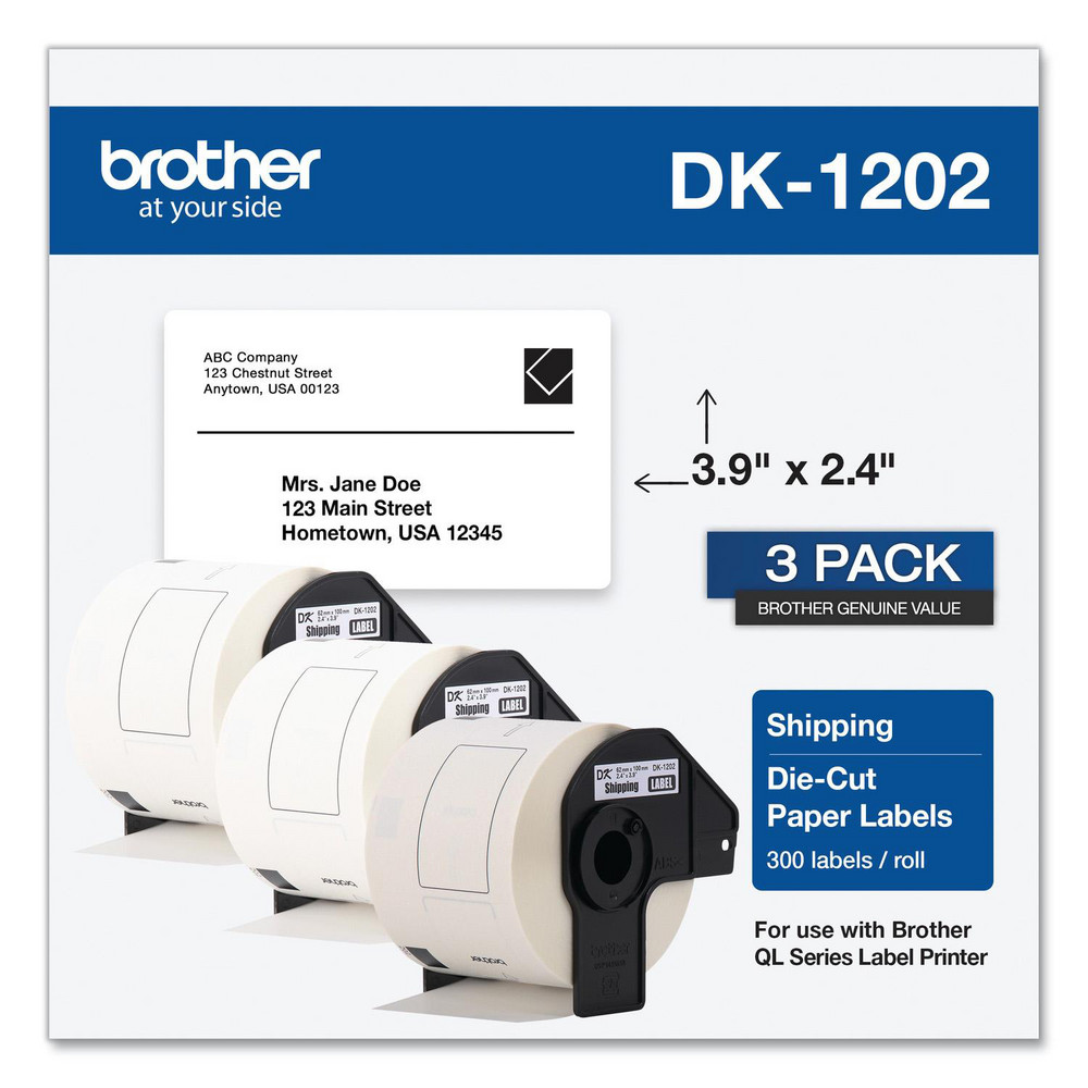 Brother - Label Maker Label: White, Paper, 300 per Roll, 3.000 | MSC Direct