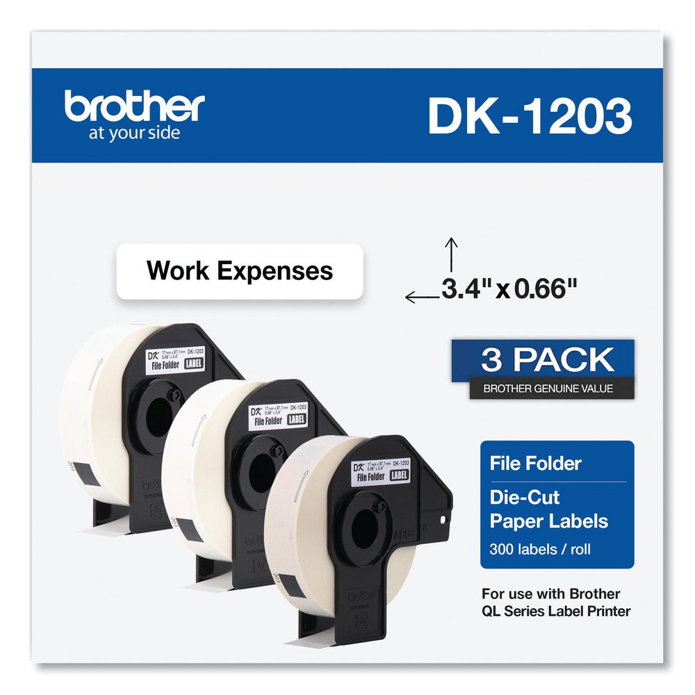 Brother - Label Maker Label: White, Paper, 300 per Roll, 3.000 | MSC Direct