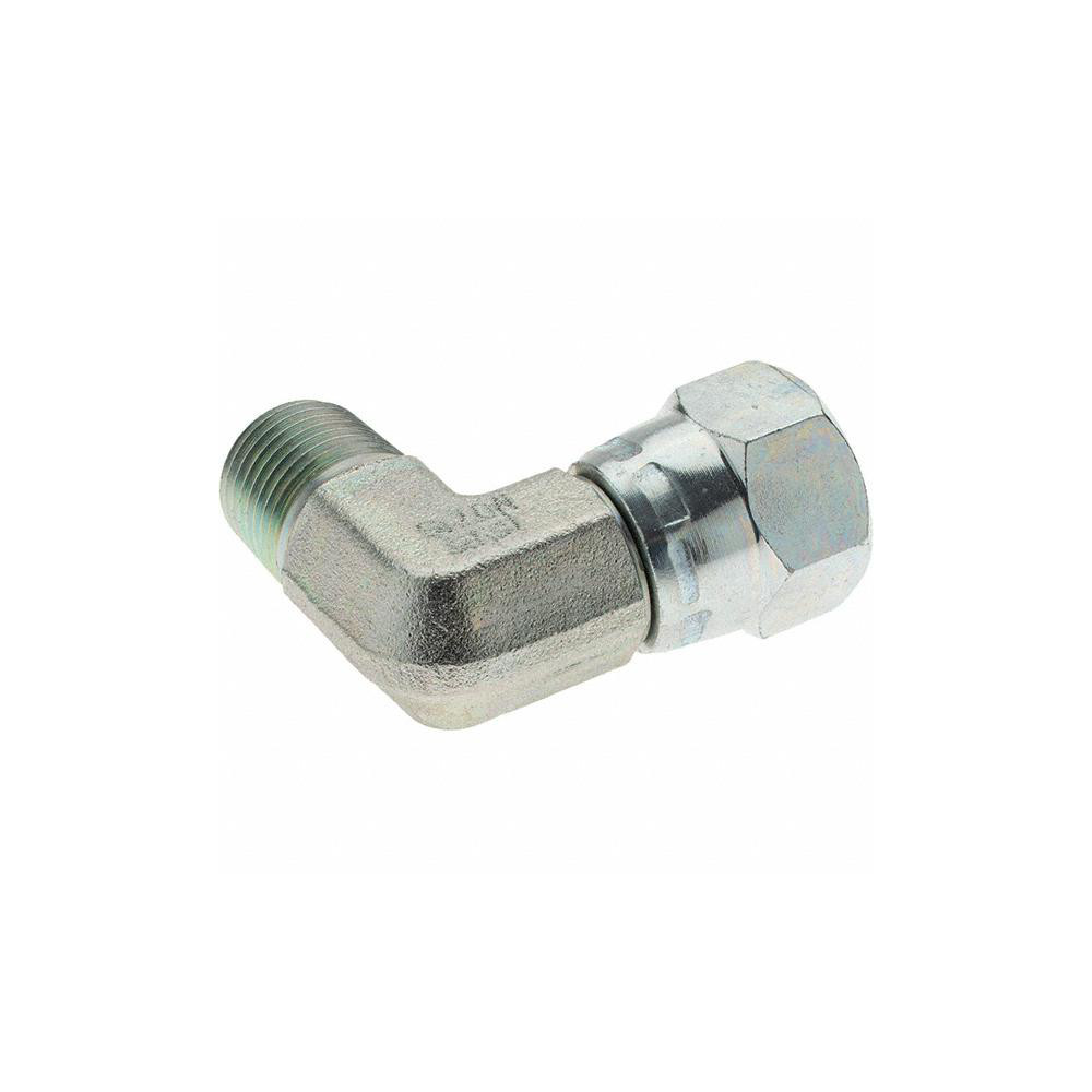 Parker - Steel Flared Tube 90 Deg Swivel Elbow: 3/8" OD, 37 deg Flared Angle | MSC Direct