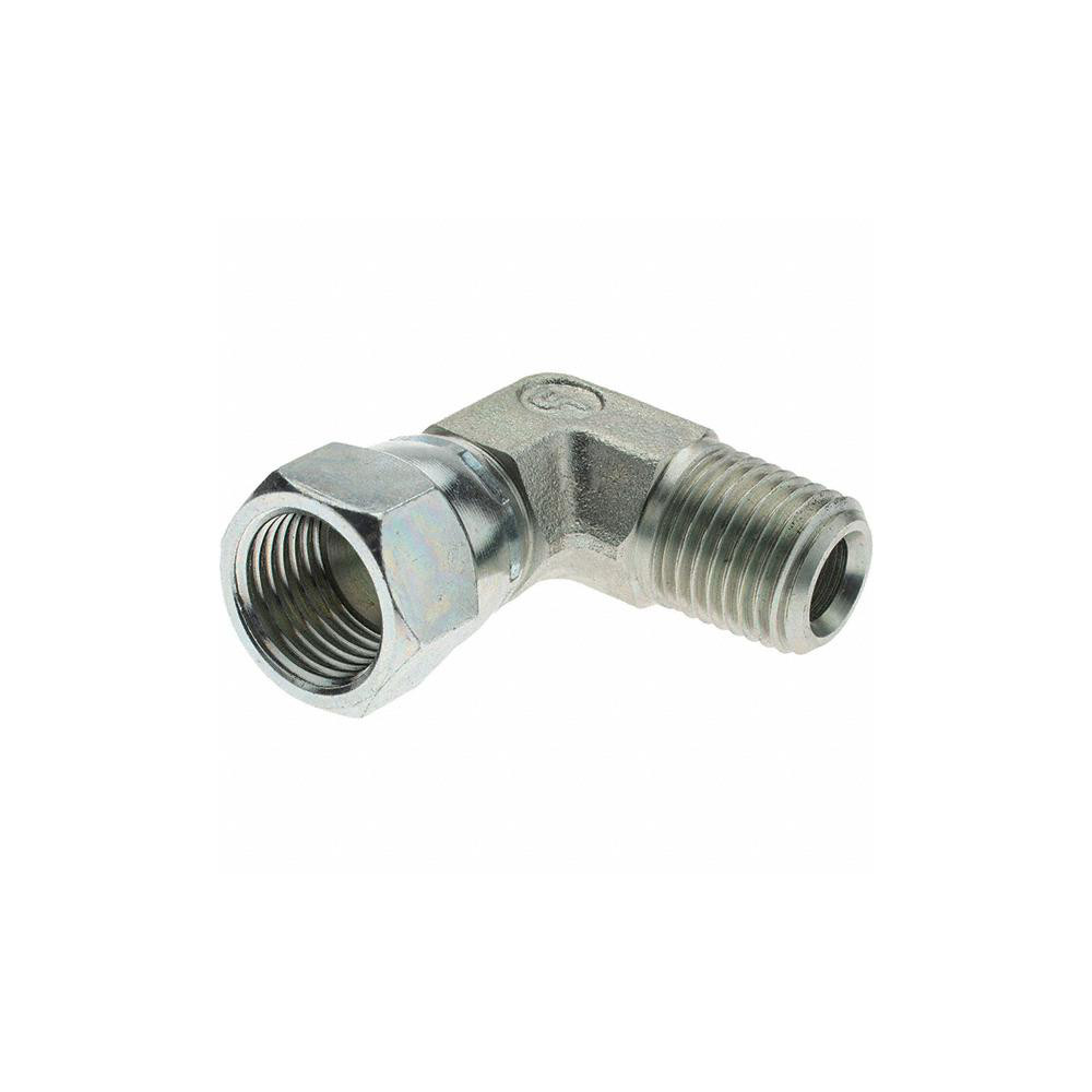 Parker - Steel Flared Tube 90 Deg Swivel Elbow: 3/8" OD, 37 deg Flared Angle | MSC Direct