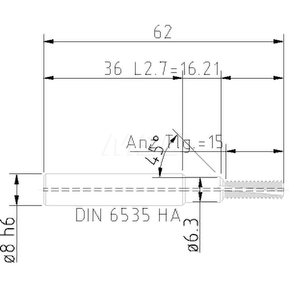 Komet - M6x1.00 Internal/External 1mm Pitch 8mm Shank 3-Flute RH Solid ...