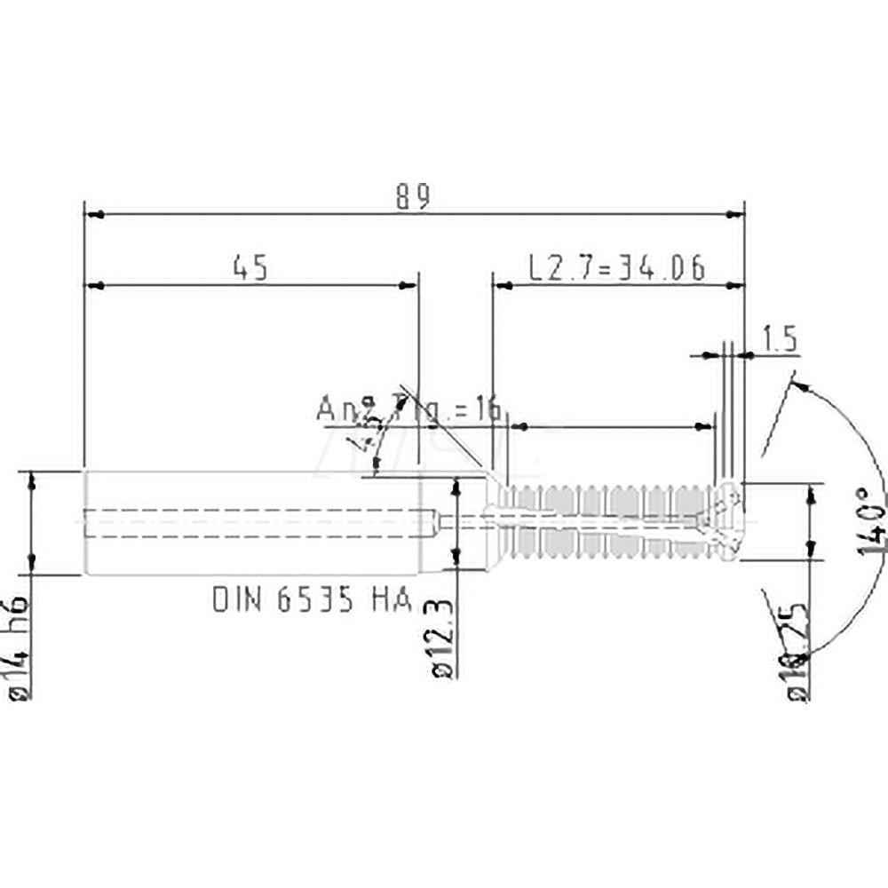 Komet - Helical Flute Thread Mill: M12x1.75, Internal, 2 Flute, 14.00 ...