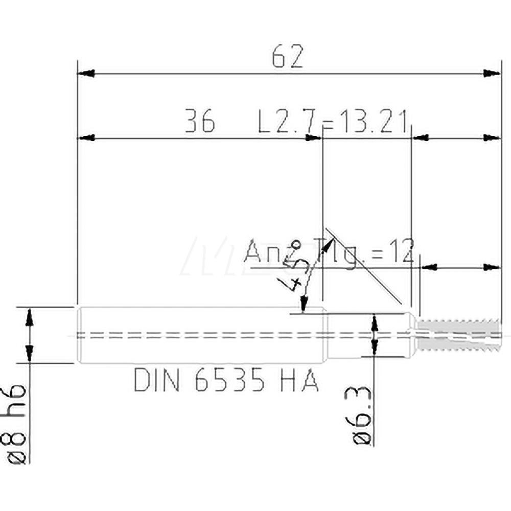 Komet - M6x1.00 Internal/External 1mm Pitch 8mm Shank 3-Flute RH Solid ...