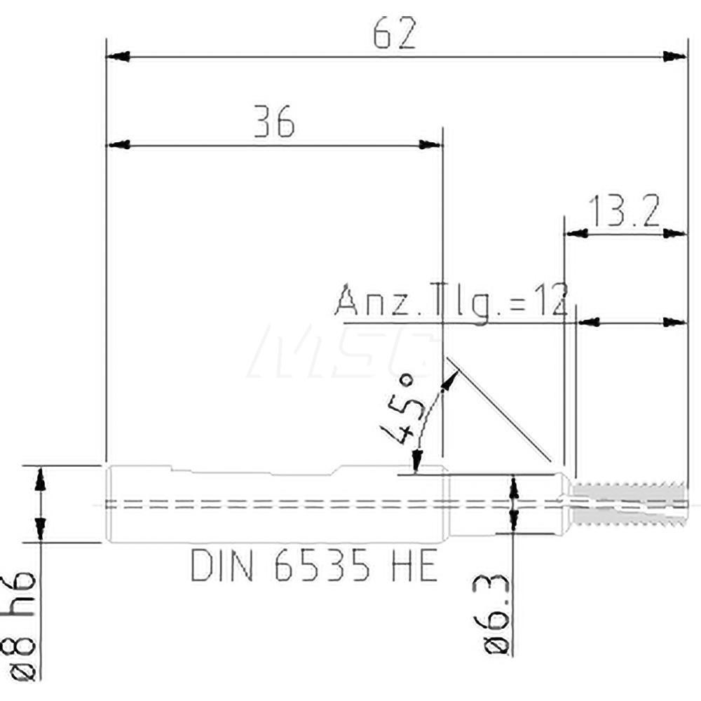 Komet - M6x1.00 Internal/External 1mm Pitch 8mm Shank 3-Flute RH Solid ...