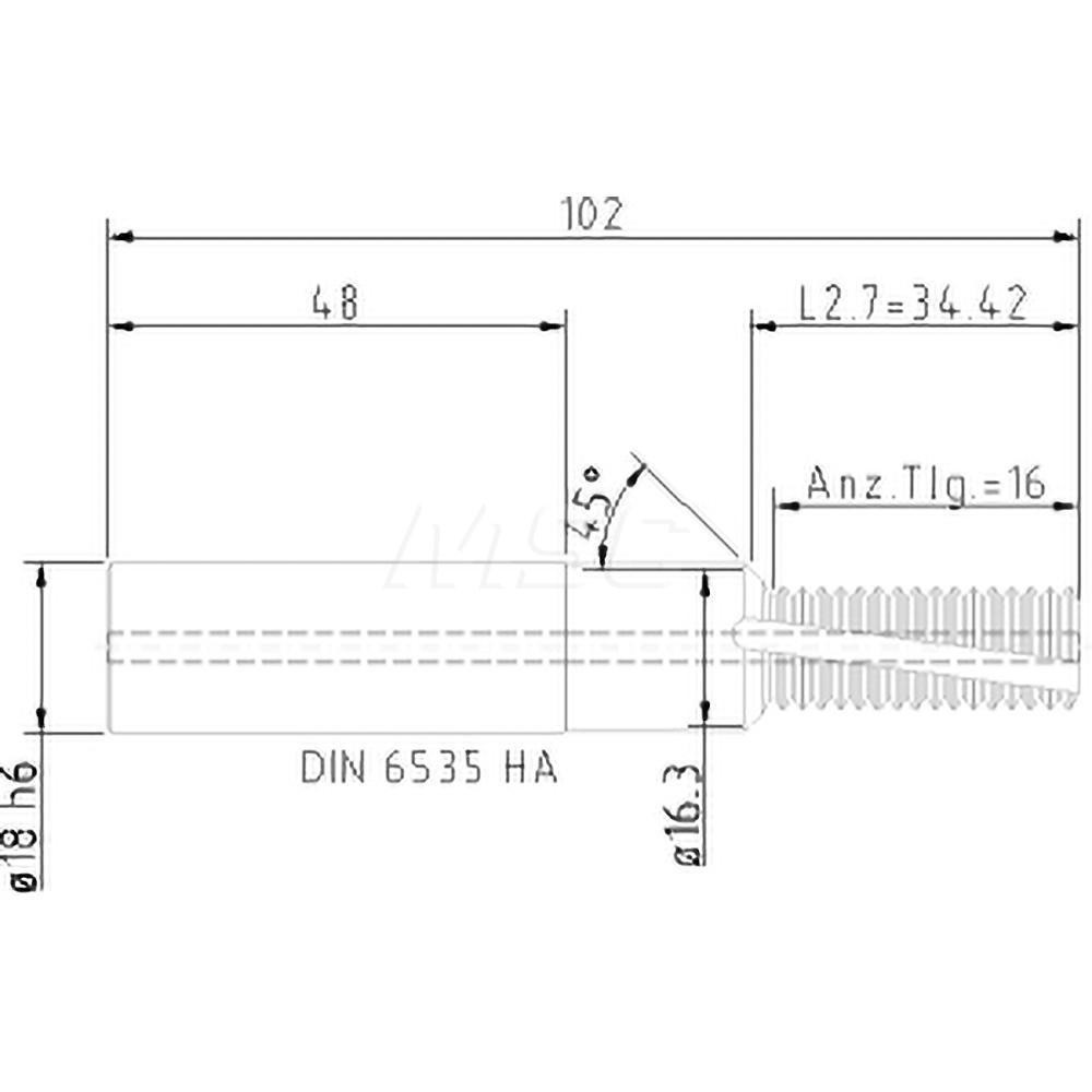 Komet - M16x2.00 Internal/External 2mm Pitch 18mm Shank 4-Flute RH ...