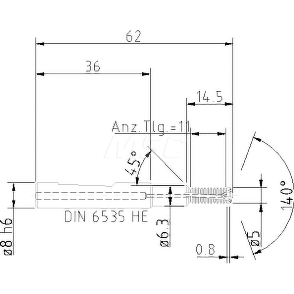Komet - M6x1.00 Internal 1mm Pitch 8mm Shank 2-Flute RH Solid Carbide ...