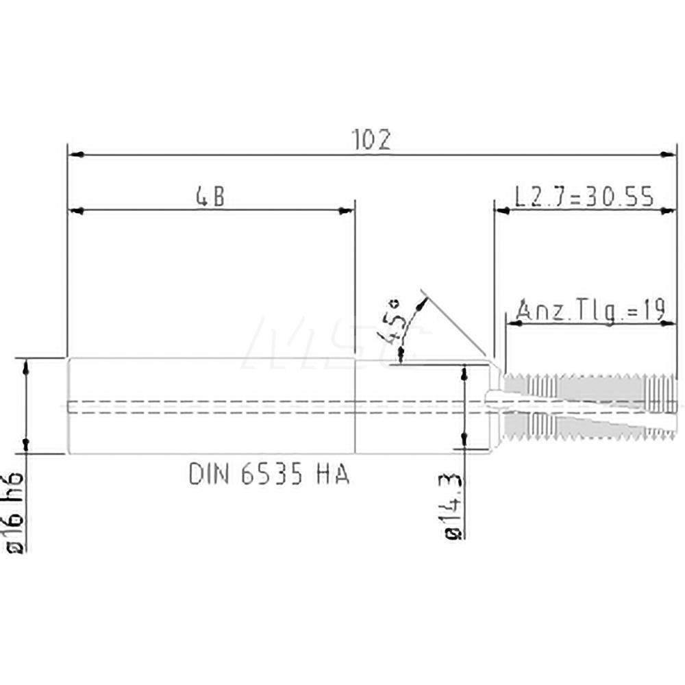 Komet - M14x1.50 Internal/External 1.5mm Pitch 16mm Shank 4-Flute RH ...