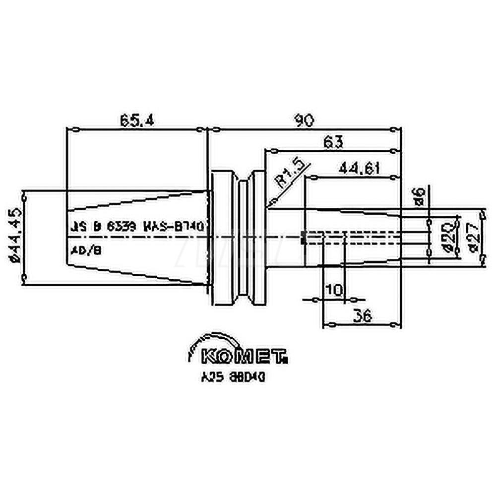 Komet - BT40 Taper Shank, 6mm Hole Diam, Shrink-Fit Tool Holder/Adapter ...