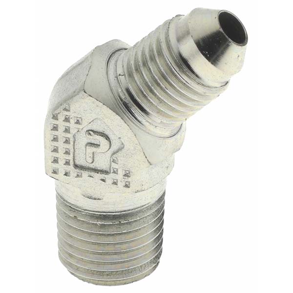 Parker - Steel Flared Tube 45 Deg Male Elbow: 1/4" OD, 37 deg Flared Angle | MSC Direct