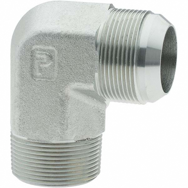 Parker - Steel Flared Tube 90 Deg Elbow: 1-1/2" OD, 1-1/2-11-1/2 Thread, 37 deg Flared Angle ...