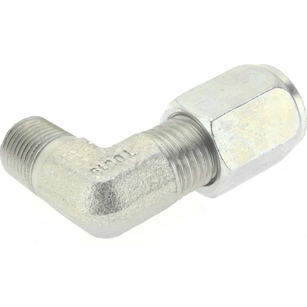 Parker - Flareless Bite-Type Tube Male Elbow: 1/8" NPTF, 1/4" Tube OD, Steel | MSC Direct
