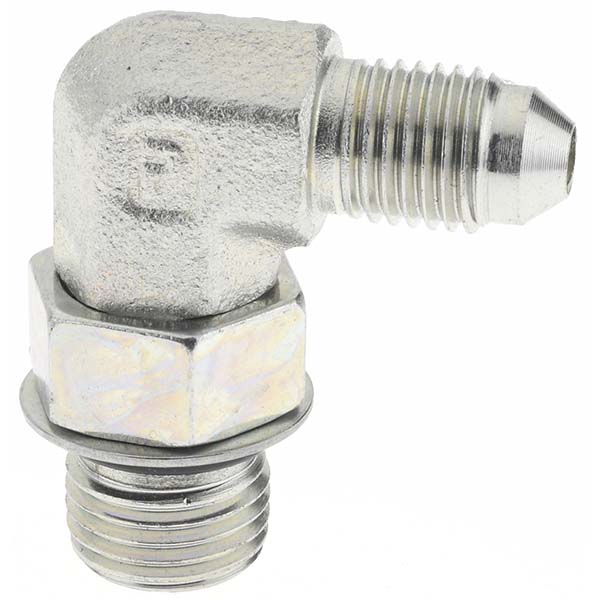 Parker - Steel Flared Tube 90 Deg Straight Thread Elbow: 1/4" OD, 37 deg Flared Angle | MSC Direct