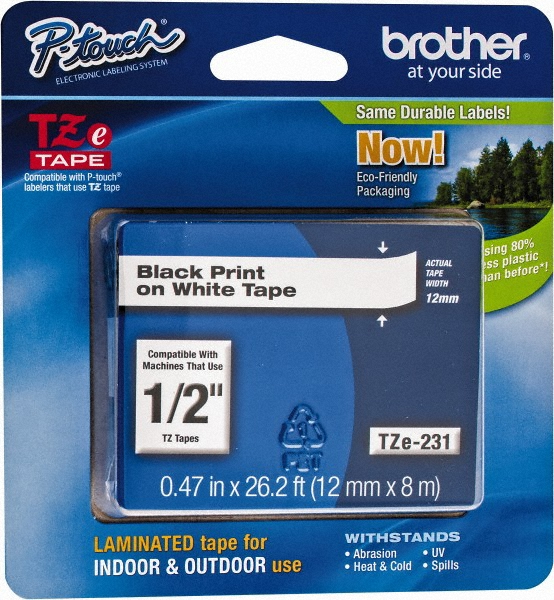 Brother - 1/2" x 26.2' White Label Tape - 66535006 - MSC Industrial Supply