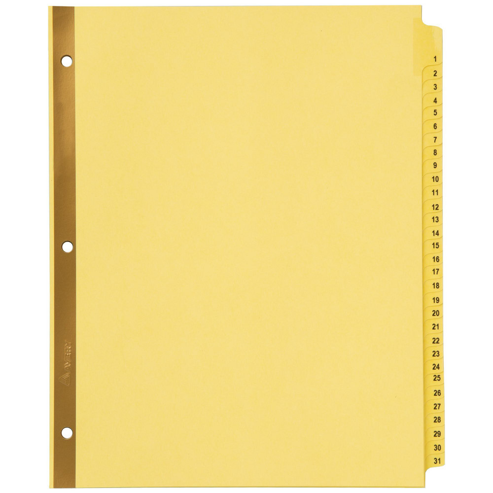 AVERY - 11 x 8 1/2" 1 to 31" Label, 31 Tabs, 3-Hole Punched, Preprinted ...