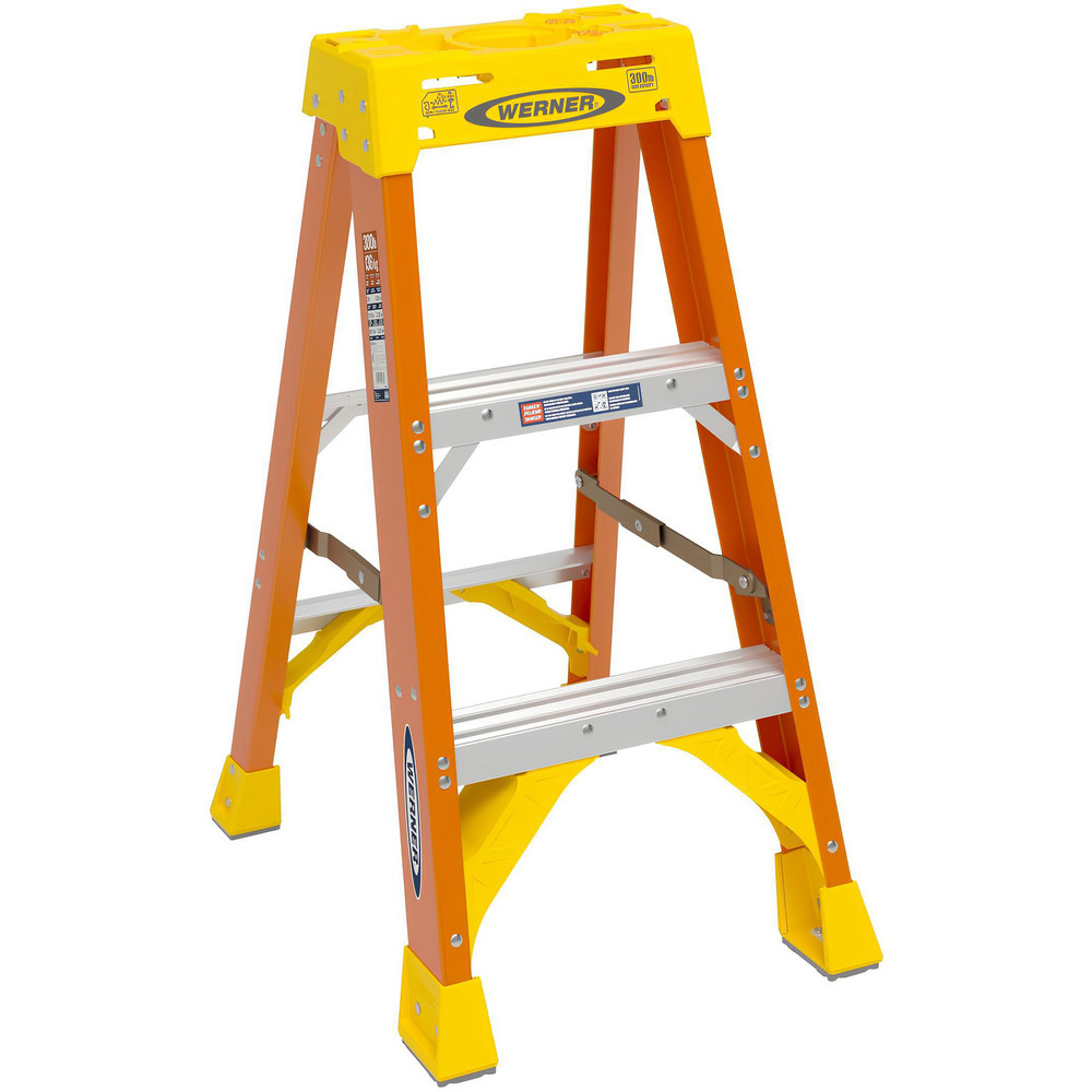 Werner - 2 Step Fiberglass Foldable Step Ladder: Type IA 300 lb ...