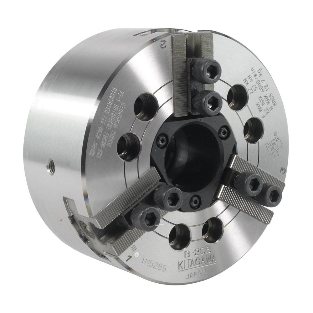 Kitagawa - Hydraulic Power Lathe Chuck: 6" Dia, 3 Jaws, Plain Back ...