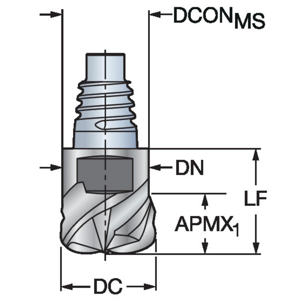 Sandvik Coromant - Roughing End Mill Heads: 20.00, 0.7874, Modular ...