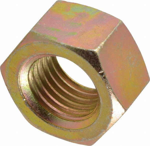 Hex Nut: 1-1/4 - 7, Grade 8 Steel, Zinc Yellow Dichromate Finish ...