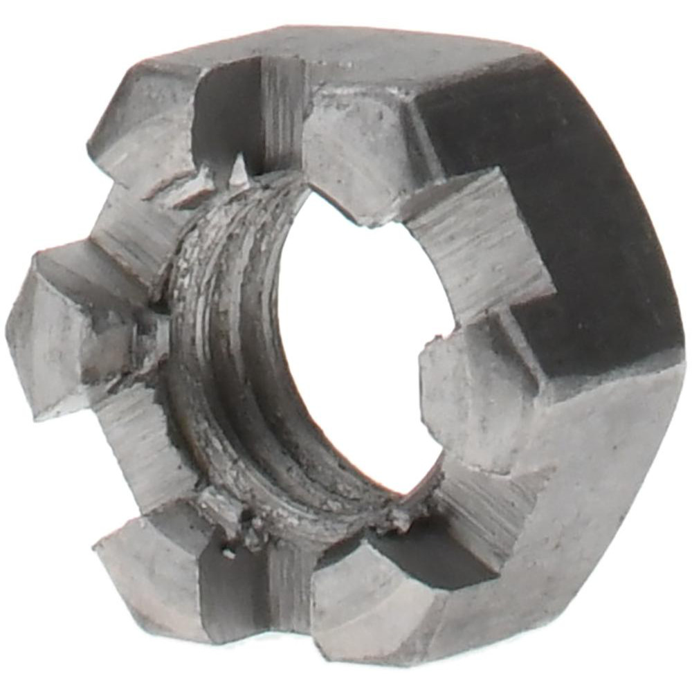 Value Collection - Slotted Lock Nut: 1/2-13, Grade 2 Steel, Bright ...