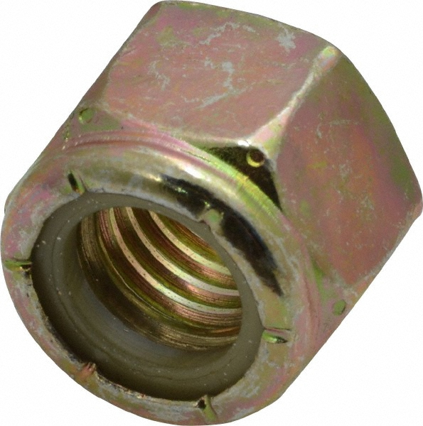 Value Collection - Hex Lock Nut: Insert, Nylon Insert, Grade 8 Steel, Yellow Zinc Dichromate ...