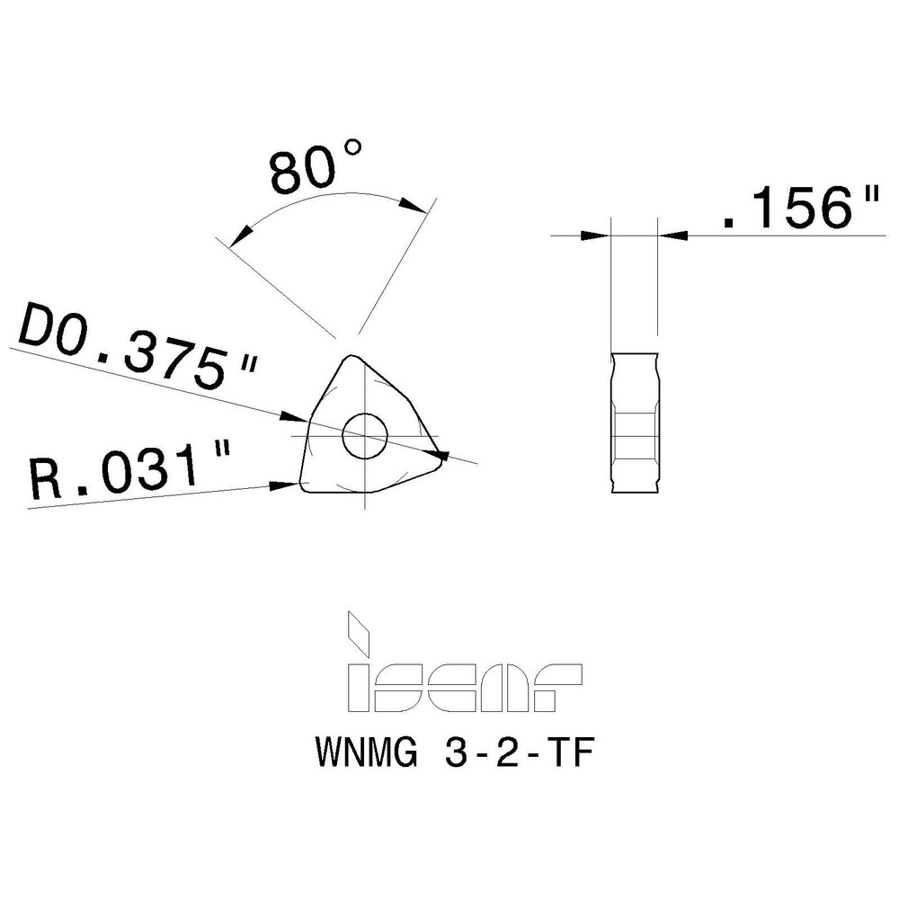 Iscar - Turning Inserts: Insert Style: WNMG; ANSI Size Code: 3-2; ISO ...