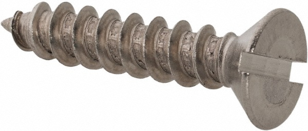 Value Collection - Sheet Metal Screw: #10, Flat Head, Slotted Drive, 1 ...