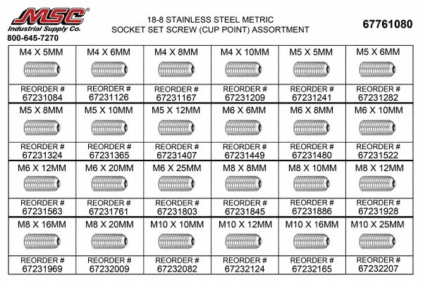Value Collection - 210 Piece, M4x5.00 to M10x25.00, Stainless Steel Set ...