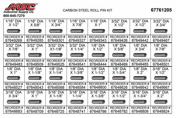 Value Collection - 157 Piece, 1/16 to 3/16" Pin Diam, Spring Pin ...