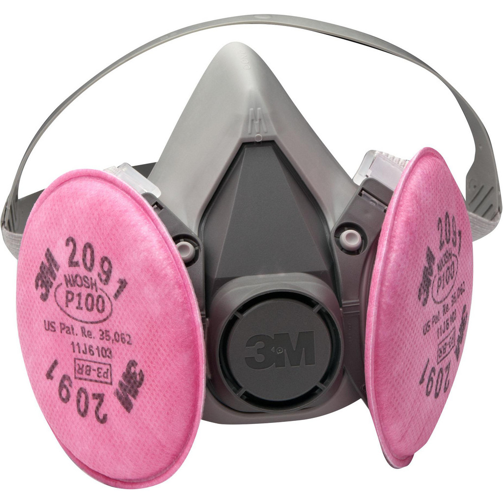3M - Half Facepiece Respirator with Cartridge: Medium, Thermoplastic ...