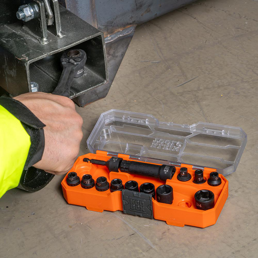 Klein Tools - Socket Set: Impact Pass Through, 15 Pc, 3/8" Drive, 1/4 ...