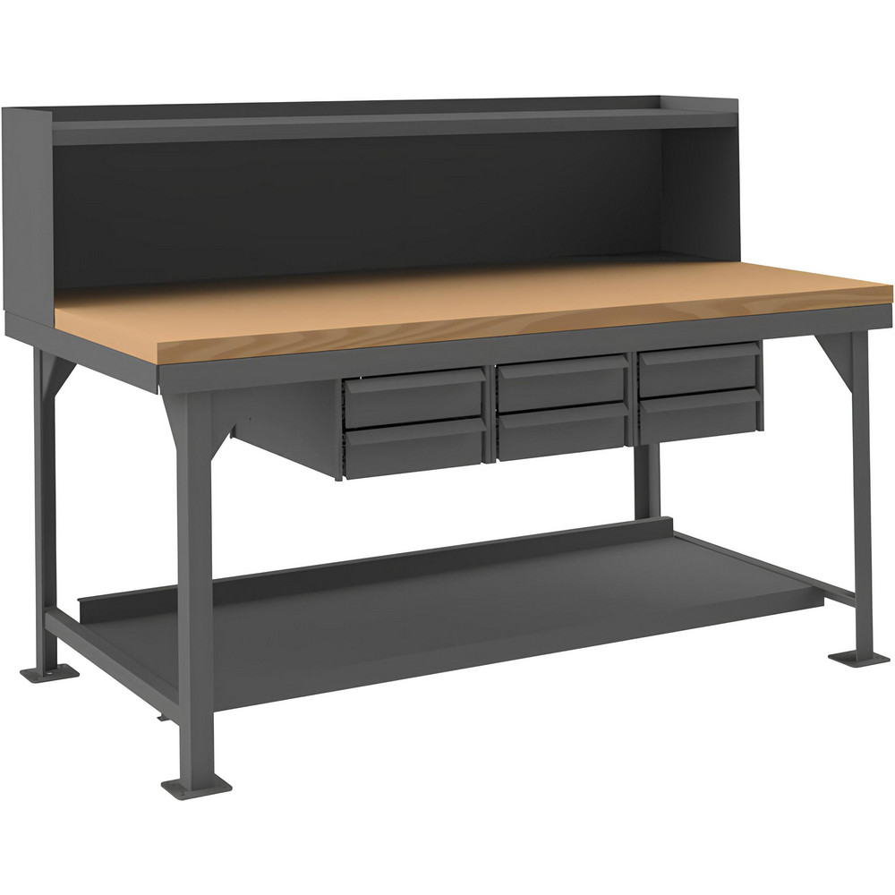Durham - Heavy-Duty Work Bench with Riser: 72" Wide, 36-1/16" Deep, 6 ...