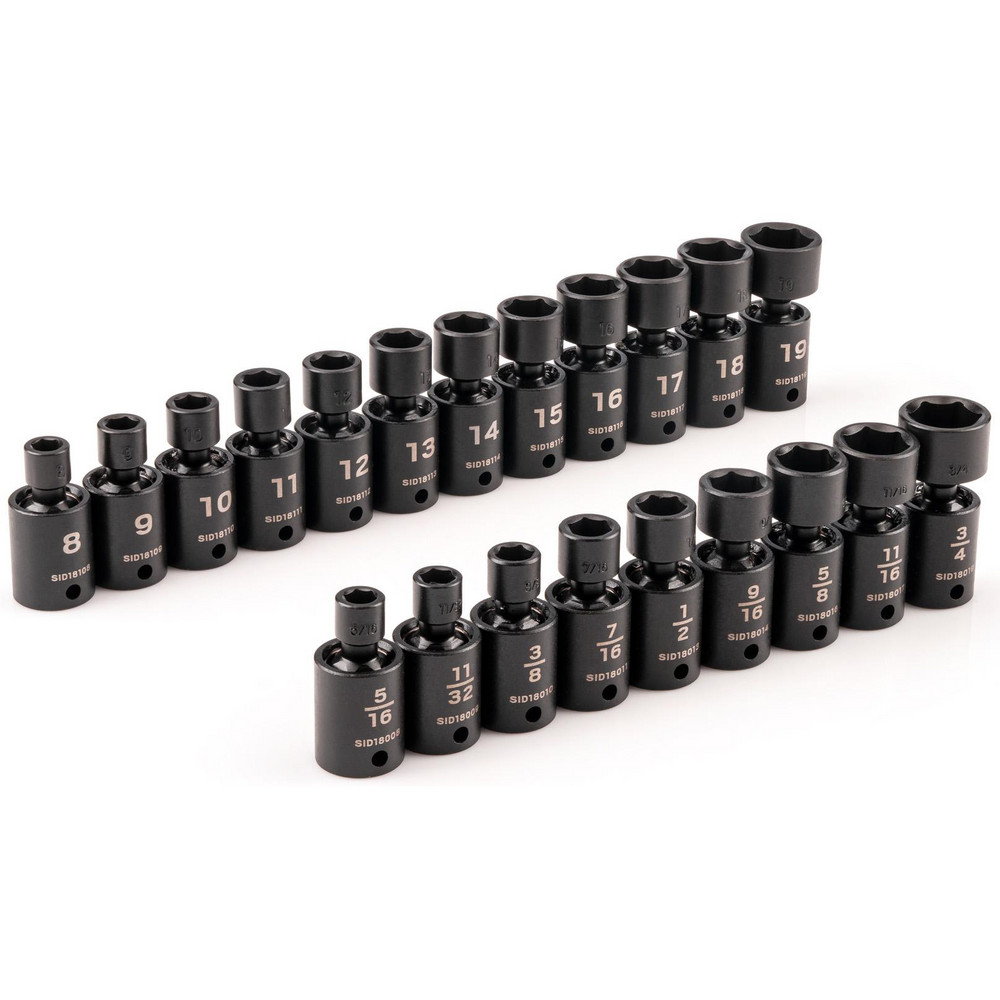 Tekton - Socket Set: Universal Joint & Socket Set, 21 Pc, 3/8 in" Drive ...