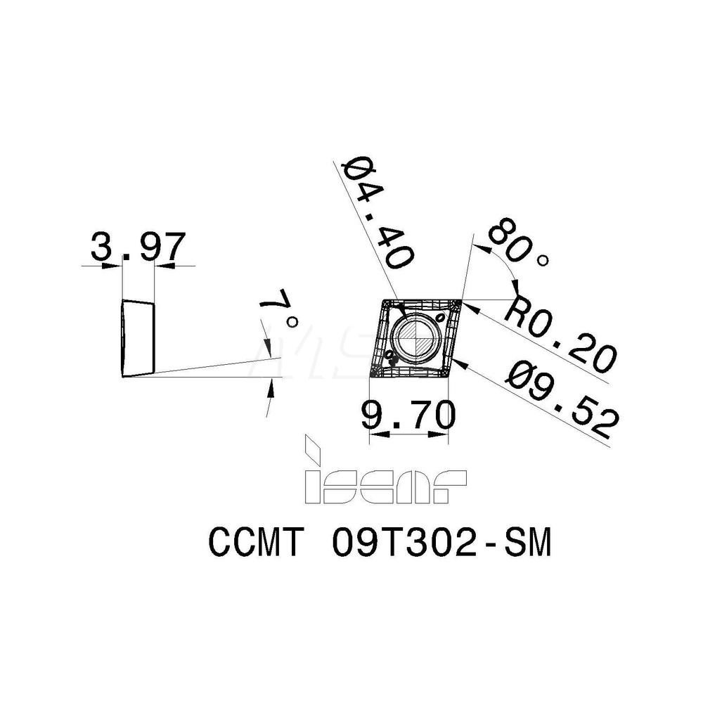 Iscar - Turning Insert: CCMT 3-0-SM IC907, Carbide | MSC Direct