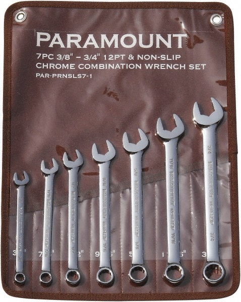 Paramount - Combination Wrench Set: 7 Pc, 3/8 to 3/4" Wrench, Inch ...