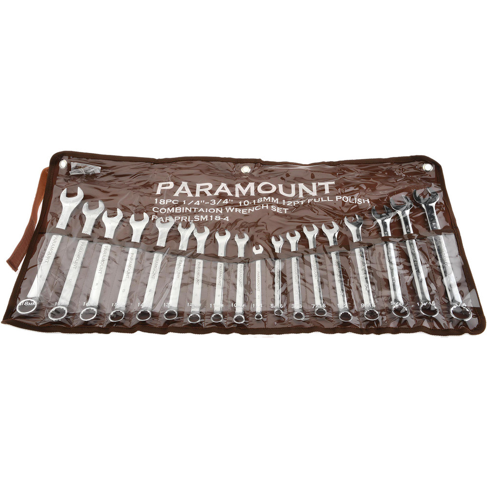Paramount - Combination Wrench Set: 18 Pc, 1/2 to 9/16" Wrench, Inch ...