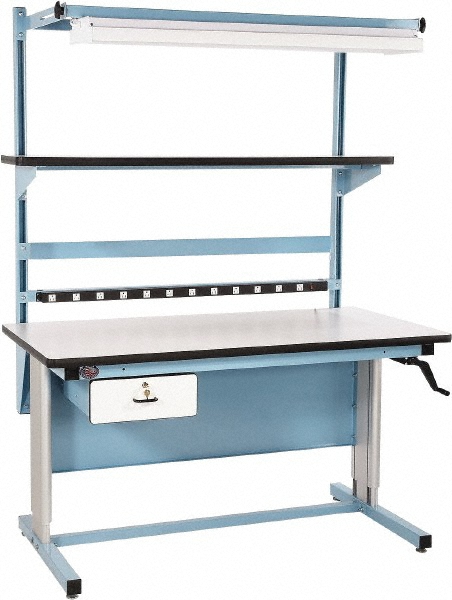 Proline - Work Bench: 72" Wide, 30" Deep, 30 to 42" High, Painted, ESD ...