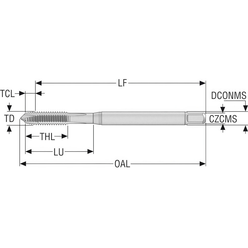 Seco - Spiral Point Tap: M8x1.25 Metric, 3 Flutes, Plug Chamfer, 6H ...