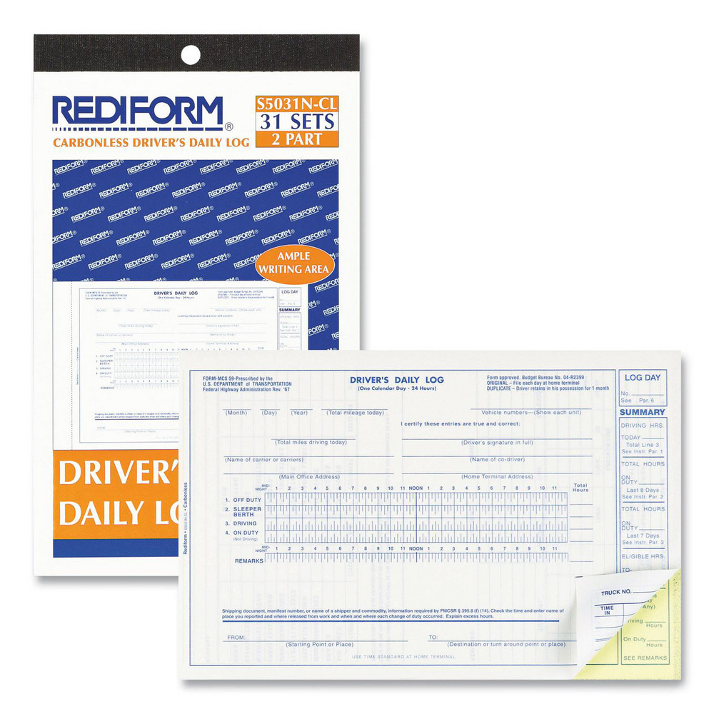 REDIFORM - Driver's Daily Log Book: 31 Sheets, 9 x 11" Sheet, Blue ...