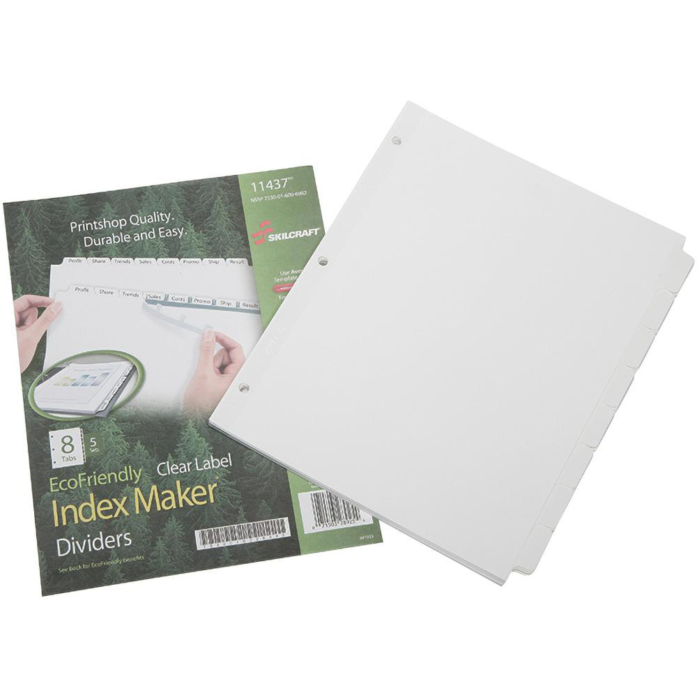AbilityOne - 8 TAB SET WHT 5/PK INDEX DIVIDERS | MSC Direct