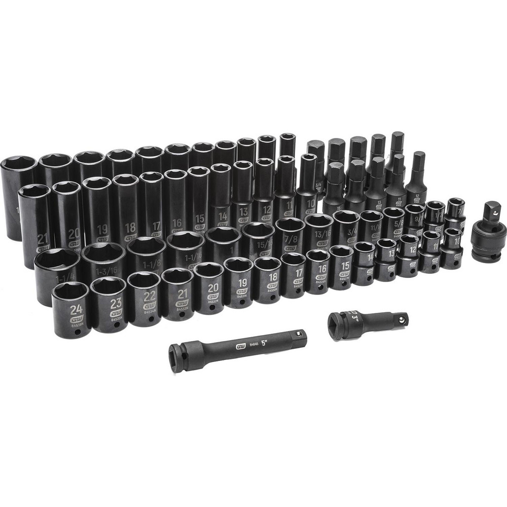 GEARWRENCH - Socket Set: Deep Standard, 65 Pc, 1/2" Drive, 7/16 to 1-1/ ...